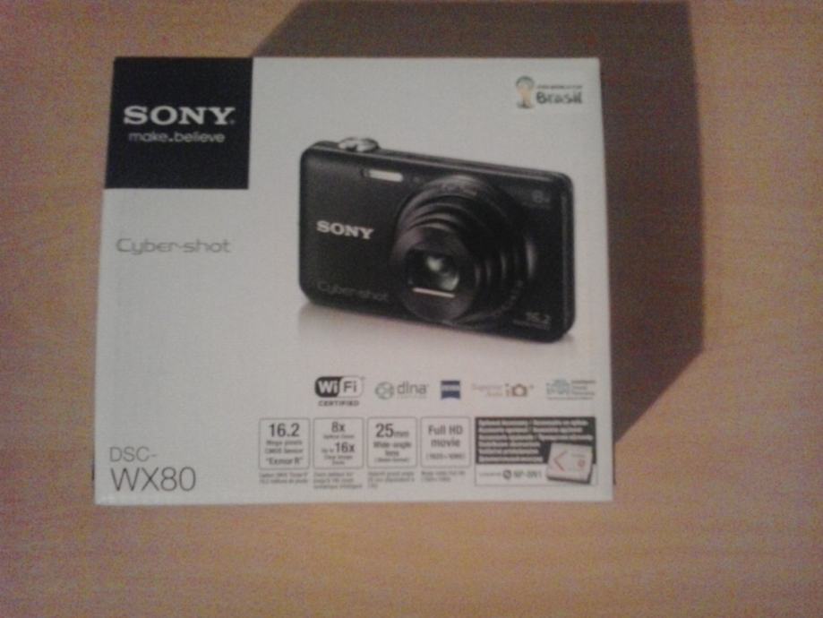 SONY WX80 WIFI 16.2 MPX CARL ZEISS CYBER SHOT,DLNA,FULL HD MOVIE,EXMOR