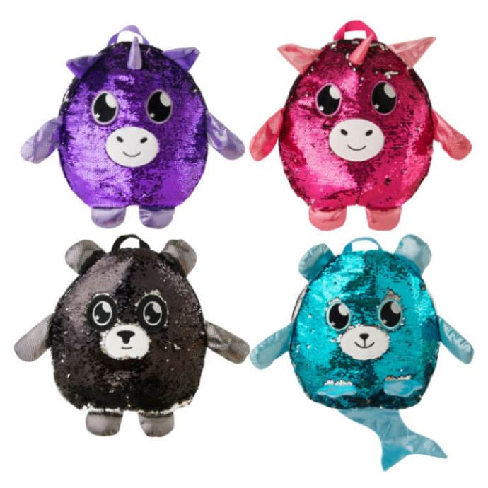 GLITER PALZ RUKSAK ŽIVOTINJA SEQUIN 32 CM - SORT