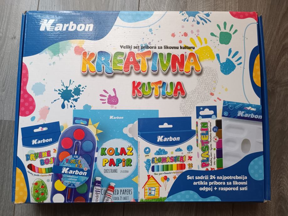 Kreativna kutija Karbon s priborom za likovni