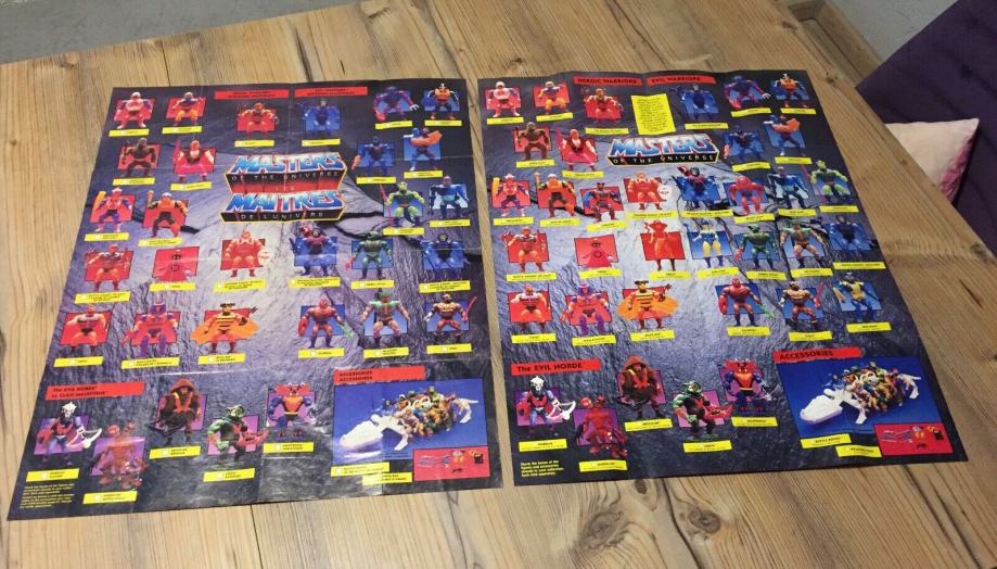 MASTERS OF THE UNIVERSE-MOTU-POSTERI-CHECKLIST-MATTEL-STARA IGRAČKA