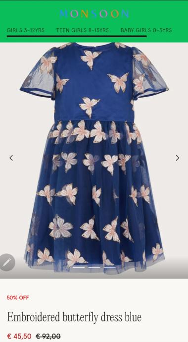 Haljina za djevojcice MONSOON leptir