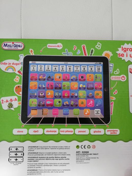 Dječji tablet za učenje slova i brojeva na HRVATSKOM I ENGLESKOM