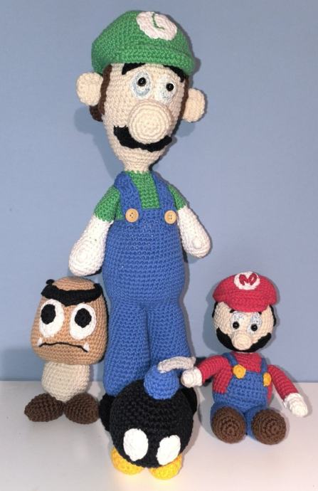 Super Mario-Luiđi -Goomba i boomba-heklani pamuk