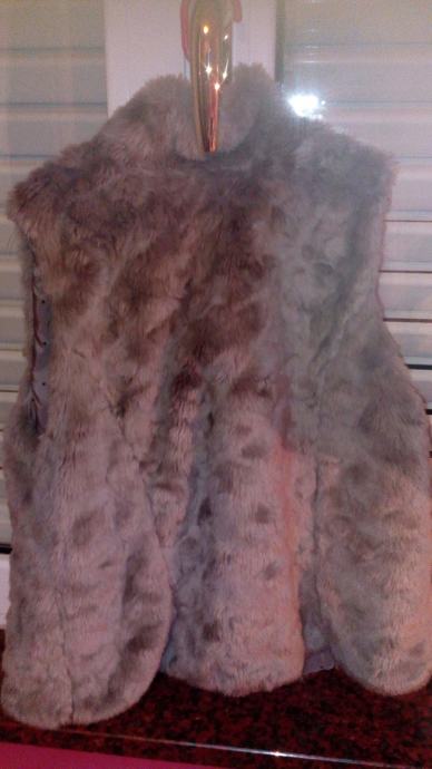 KRZNENI PRSLUK/JAKNA BEZ RUKAVA, SIVI, 11-12 GOD., IZ ZARE