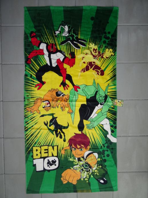 Dječji ručnik za plažu, zeleni, Ben 10, 75 x 150 cm. NOVO!!!