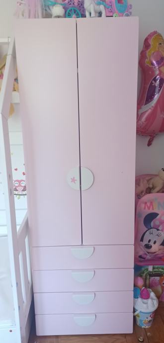 Dječji ormar IKEA SMÅSTAD / PLATSA s 4 ladice, 60x57x181 cm, rozi