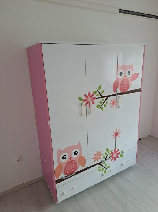 Djecji ormar roza-bijela Sovice
