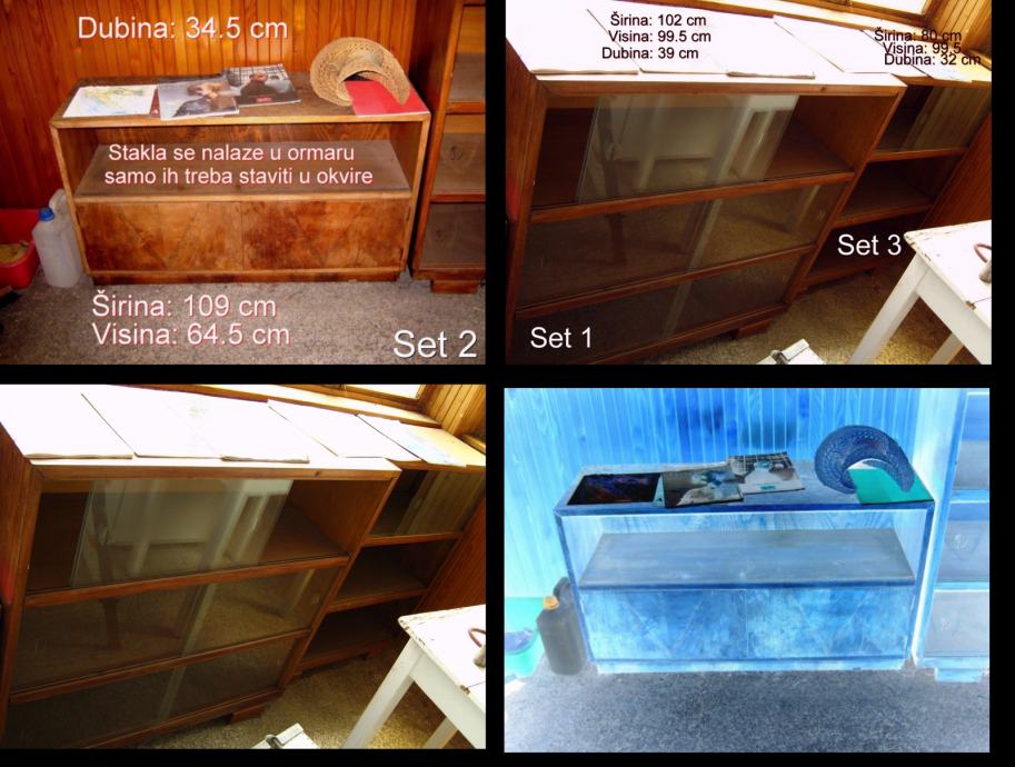 Komoda za knjige ili kataloge, puno drvo, pomična stakla