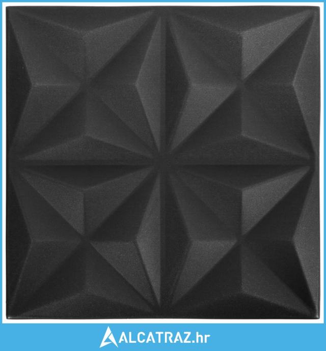 3D zidni paneli 24 kom 50 x 50 cm origami crni 6 m² - NOVO