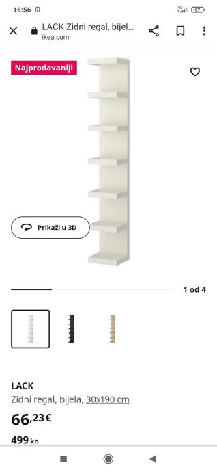 Ikea police za zid, 2 kom + 5 košara