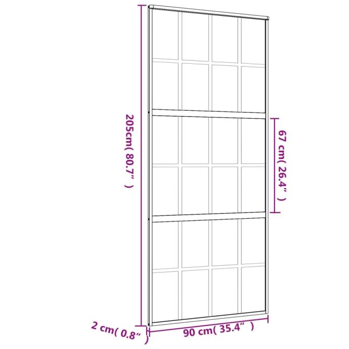 Klizna vrata zlatna 90 x 205 cm matirano staklo ESG i aluminij - NOVO