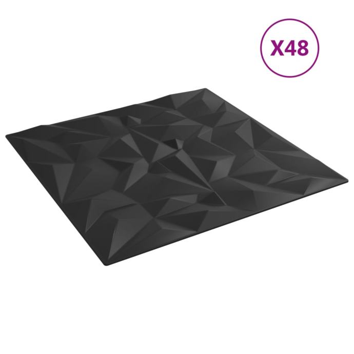 Zidni paneli 48 kom crni 50 x 50 cm EPS 12 m² uzorak ametista - NOVO