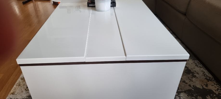 Bijeli Stolić za kavu coffee table sa staklom