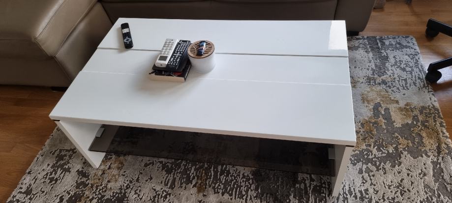 Bijeli Stolić za kavu coffee table sa staklom