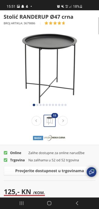 JYSK Stolić RANDERUP crna