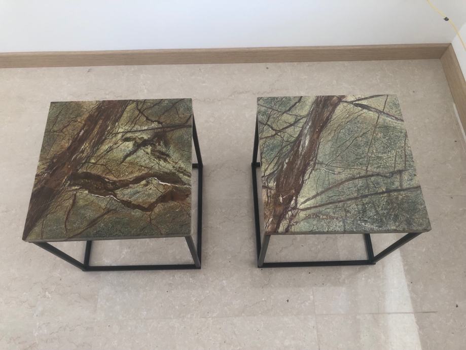 Pomoćni stol / noćni stolić / coffe table- mramor Forest Green + metal