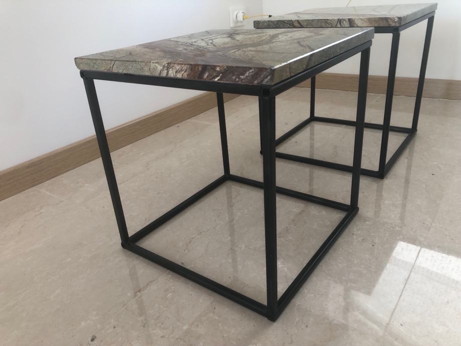 Pomoćni stol / noćni stolić / coffe table- mramor Forest Green + metal