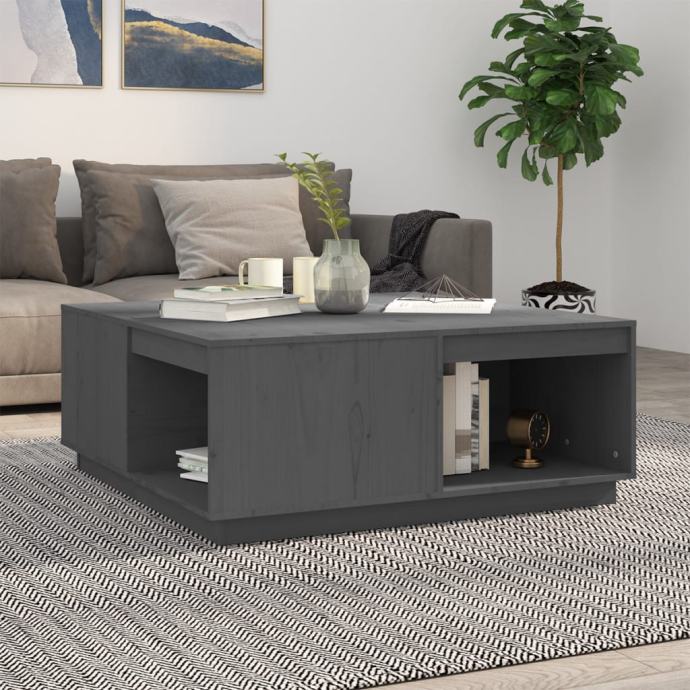 Stolić za kavu sivi 100 x 101 x 40,5 cm od masivne borovine - NOVO