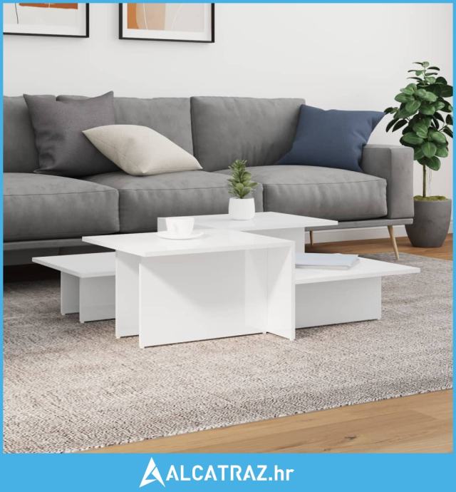 Stolići za kavu 2 kom visoki sjaj bijeli od konstruiranog drva - NOVO