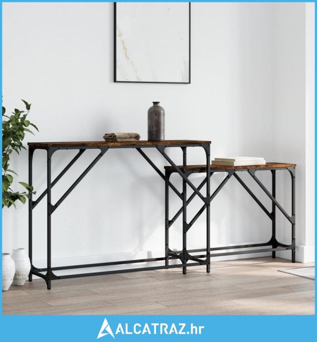 Uklapajući konzolni stolovi 2 kom boja hrasta konstruirano drvo - NOVO