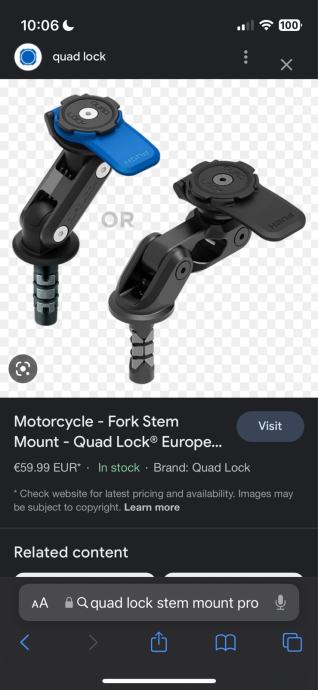 Quad Lock stem mount pro *novo*
