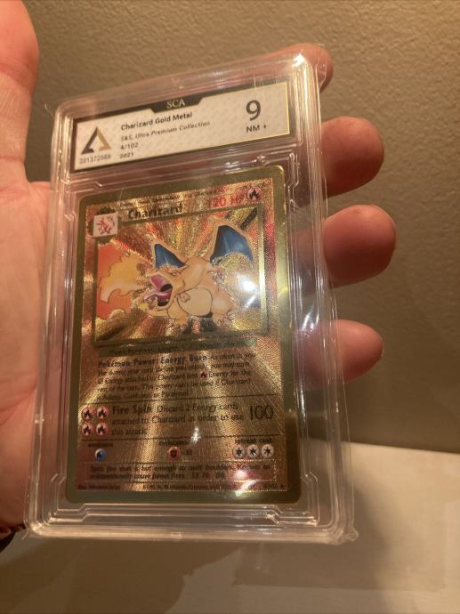 Charizard Gold Metal - Graded SCA 9 NM+ 4/102 - Pokemon