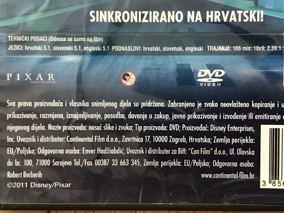 12.Pixar klasik iz2011.na DVDen Auti 2= Cars 2 /nema hrvatskih titlova