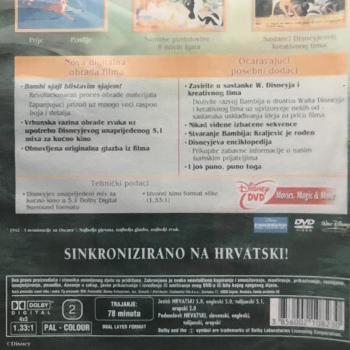 6.Disney klasik iz 1942.na 1 DVD-u: Bambi | sinkronizirano na hrvat.j.