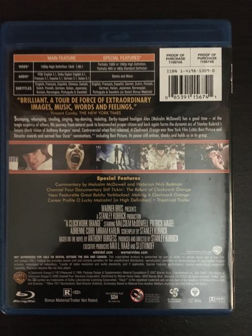 A CLOCKWORK ORANGE - BLU-RAY