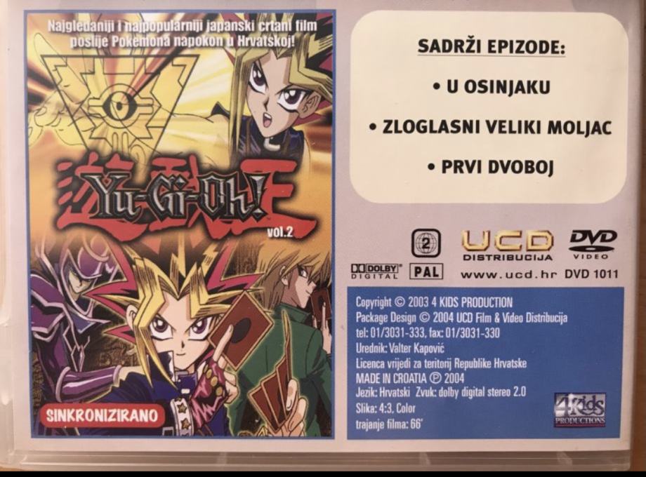 DVD Yu-Gi-Oh! S1 / vol. 2 / Ep 4-6 / tri epizode, prve sezone | hrv.j.