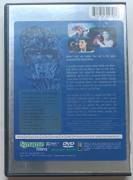 Frank Henenlotter : Brain damage DVD (Special Ltd. Edition)