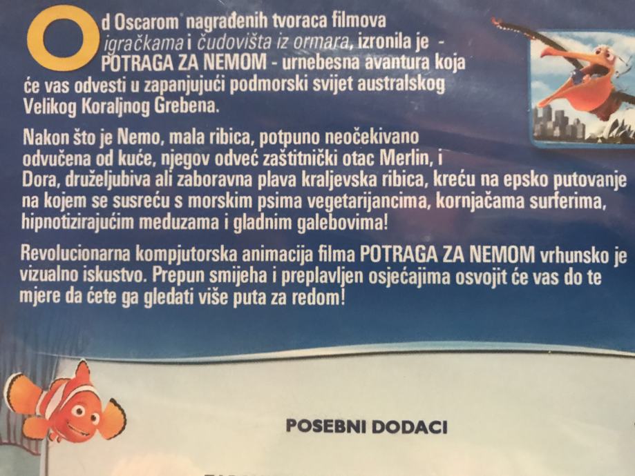 novi neraspakirani DVD / Potraga za Nemom = Finding Nemo (2003.)/ Pula
