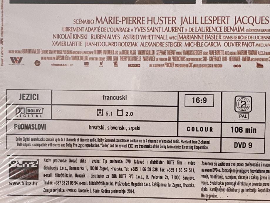 novi neraspakirani DVD Yves Saint Laurent (2014.) drama biografski