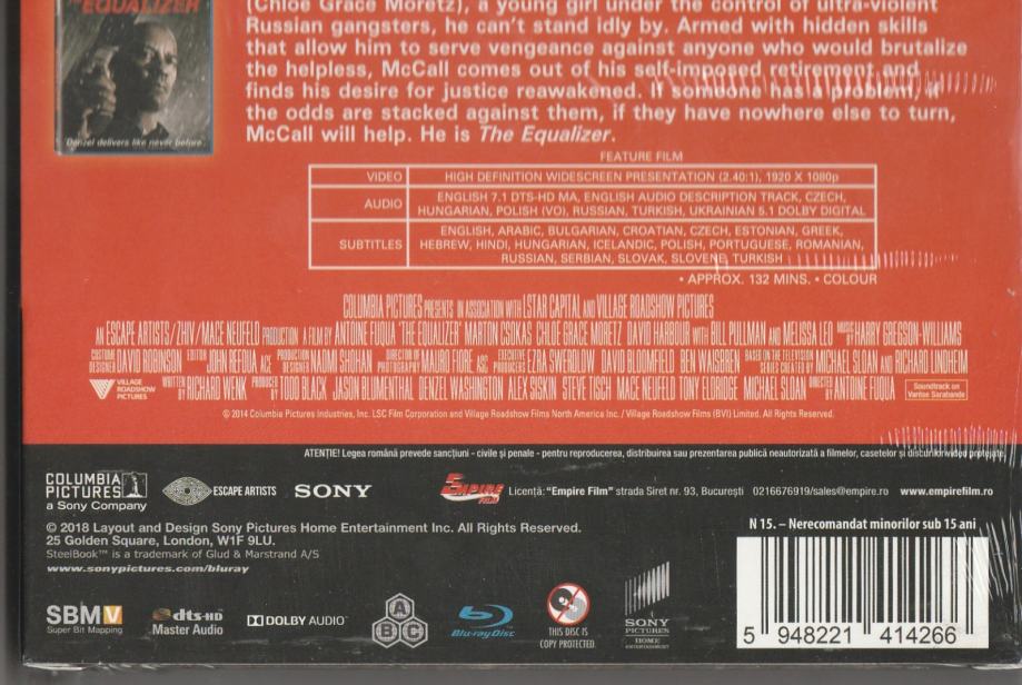 Pravednik 1-2 (Denzel Washington) Blu-Ray Steelbook Hrvatski titl Novo