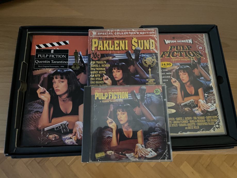 Pulp Fiction MovieBox-CD, DVD, VHS I PISANI SCENARIJ, za kolekcionare