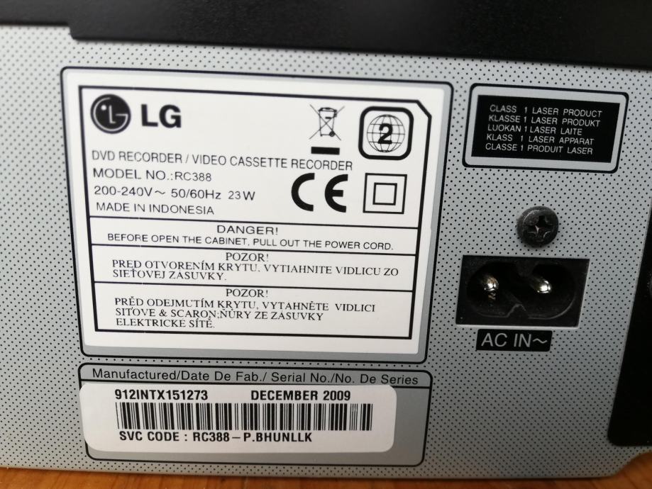 LG Digital Combi Recorder VHS/DVD RC388