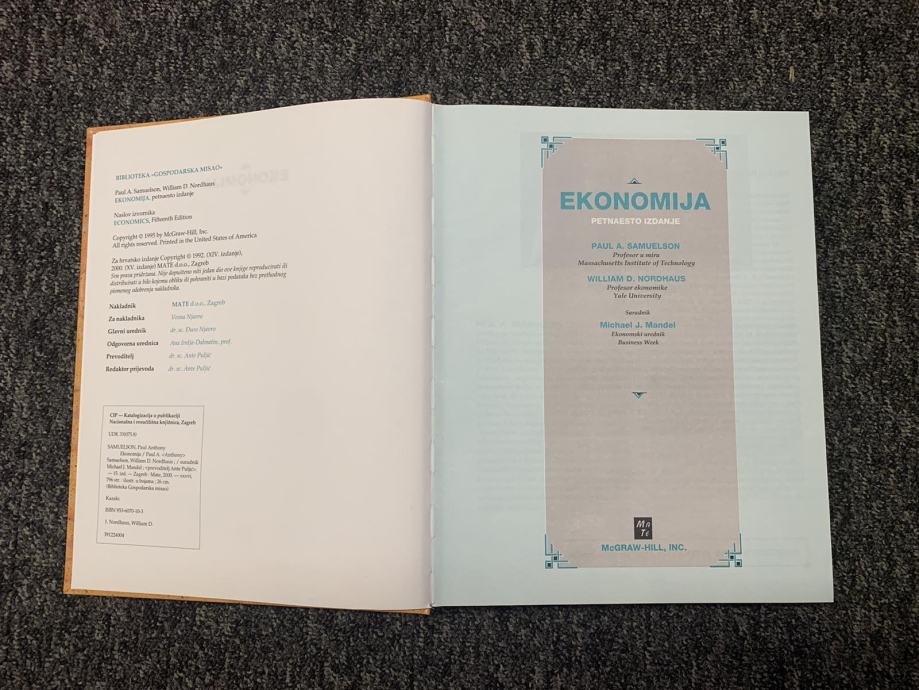 EKONOMIJA - 15. IZDANJE - SAMUELSON - NORDHAUS - 1995. / R1, RATE