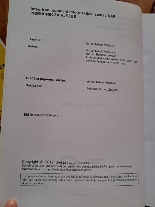 Integrirani poslovni informacijski sustav SAP, priručnik za vježbe