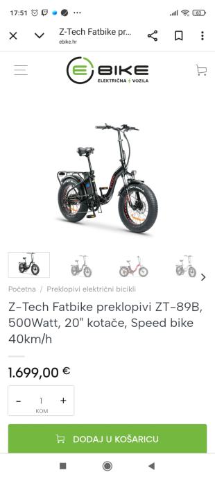 Z-TECH ZT-89 FATBIKE Preklopivi Elektricni Bicikl
