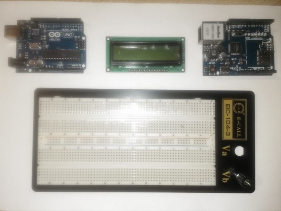 Arduino Uno R3 i Ethernet Shield + protoboard
