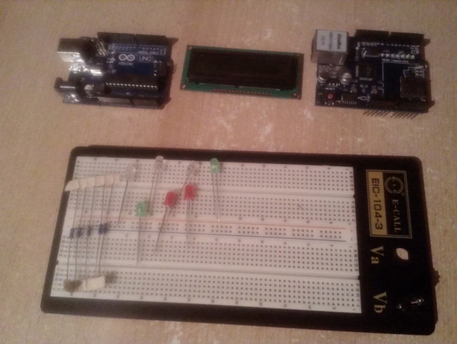Arduino Uno R3 i Ethernet Shield + protoboard