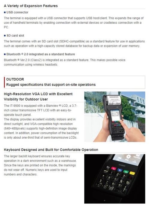 Casio IT-9000 Handheld Terminal GSM GPS Wlan BT - Prodaja POS