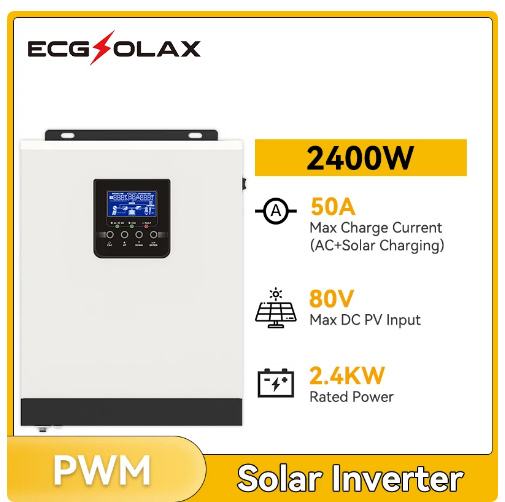 ECG SOLAX HIBRIDNI INVERTER 24V / 2400W PWM PUNJAČ DO 50A