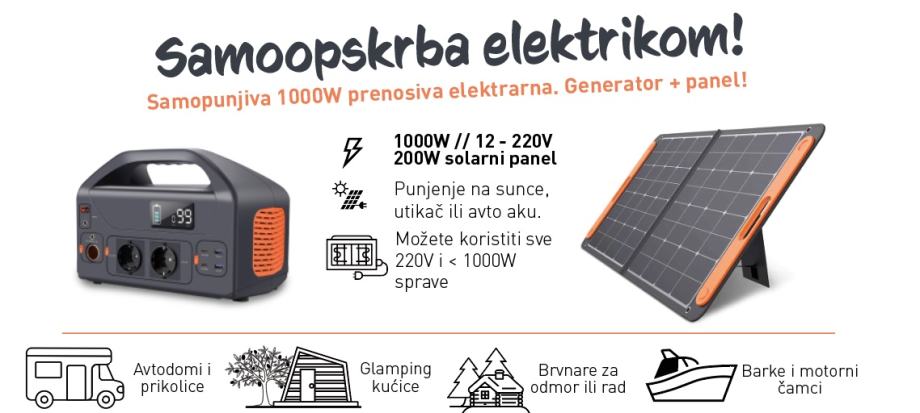 Mobilna solarna elektrarna 1KW. Samopunjiv 220V generator!