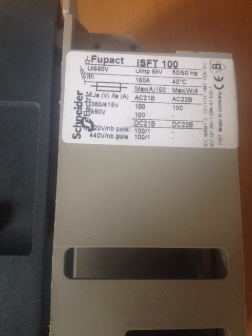 Osigurači 160A - rastavljači - Fupact INF ISFL ISFT PREKLOPNIK