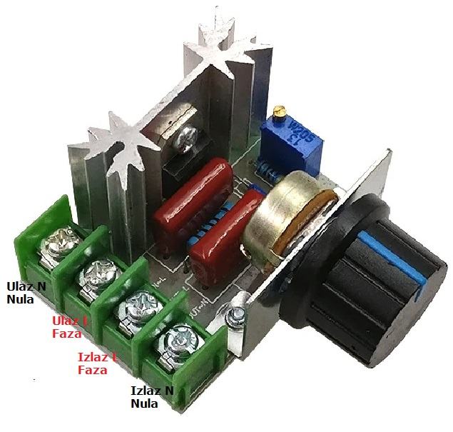 REGULATOR NAPONA BRZINE OKRETAJA ELEKTRO MOTORA AC SCR 220V 2000W