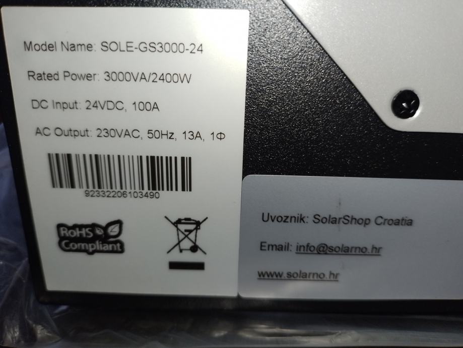 Solarni inverter Sole/Axpert GS3000-24