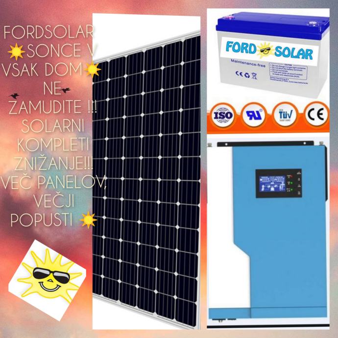 SOLARNI KOMPLET -40%: 6 X MODUL 24V 370W, 6 X AKUMULATOR GEL 100Ah,