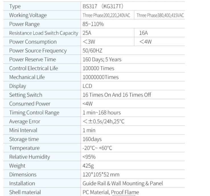 Timer BS317 3-Phase ac380v 25A Intelligent Microcomputer Programmable