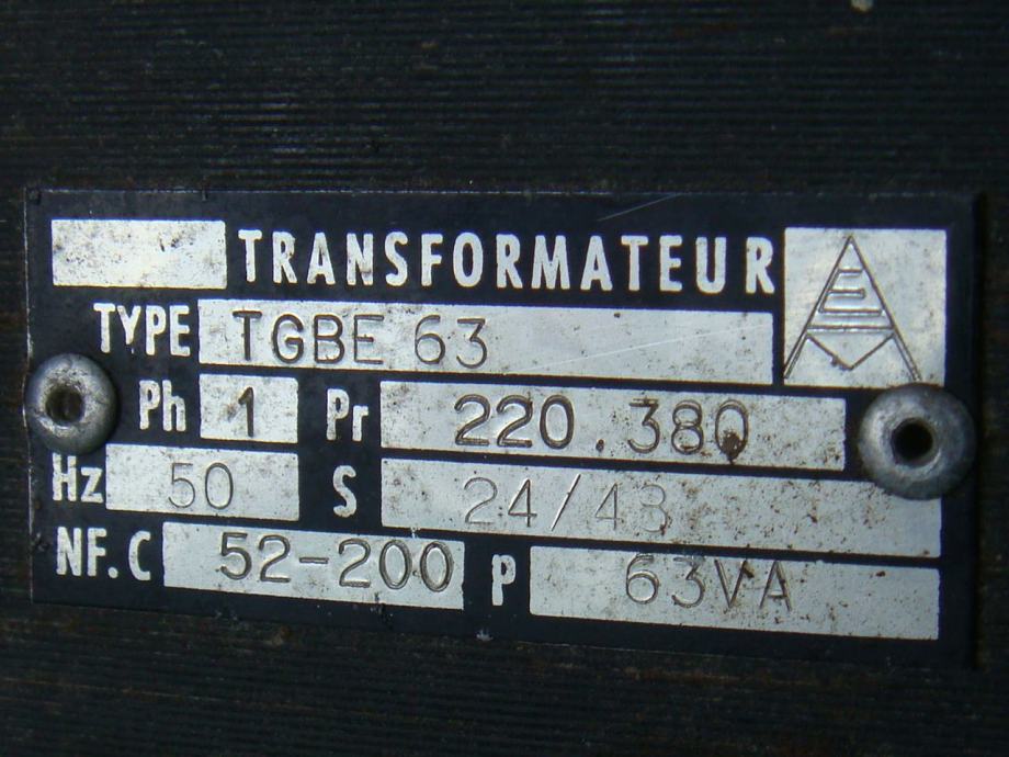 Transformator 63VA, 220 ili 380V AC na 24 ili 48V AC, 50Hz